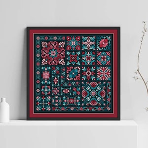 Sampler Cross Stitch Pattern, Modern Cross Stitch Pattern, Tile ...