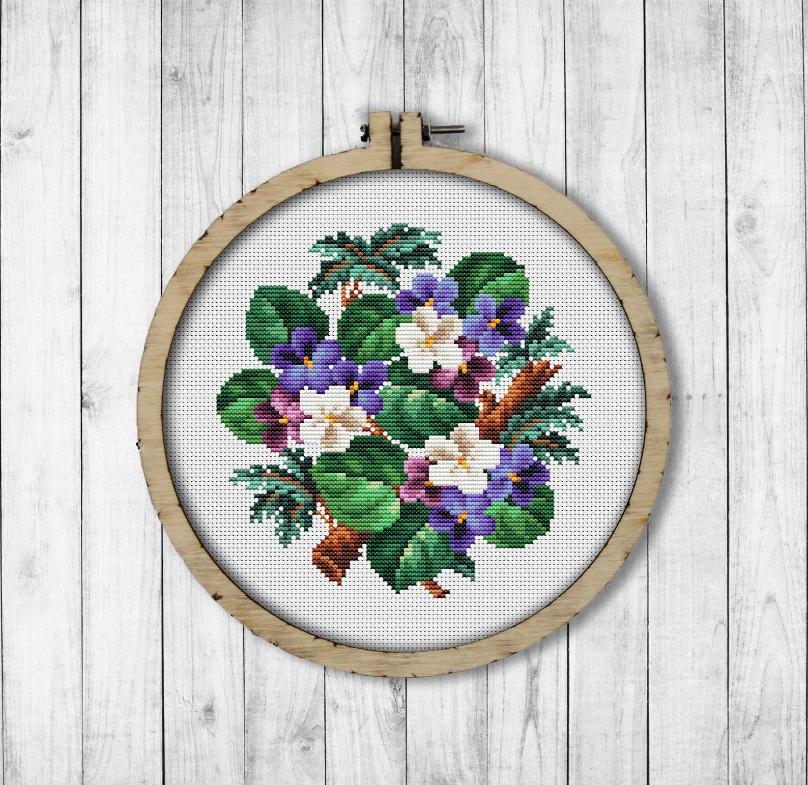 Vintage Violets # 1 Cross Stitch Pattern, Spring Flowers Cross Stitch ...