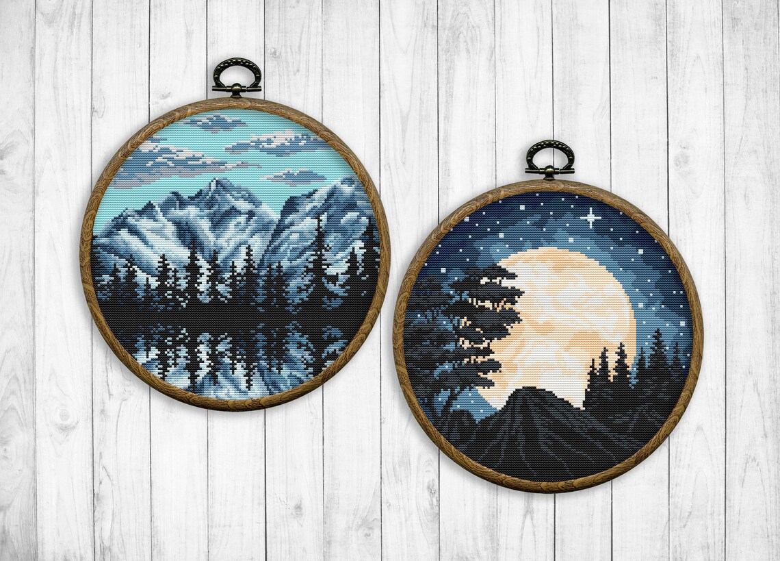 Cross Stitch Pattern Landscape Set Nature Cross Stitch - Etsy