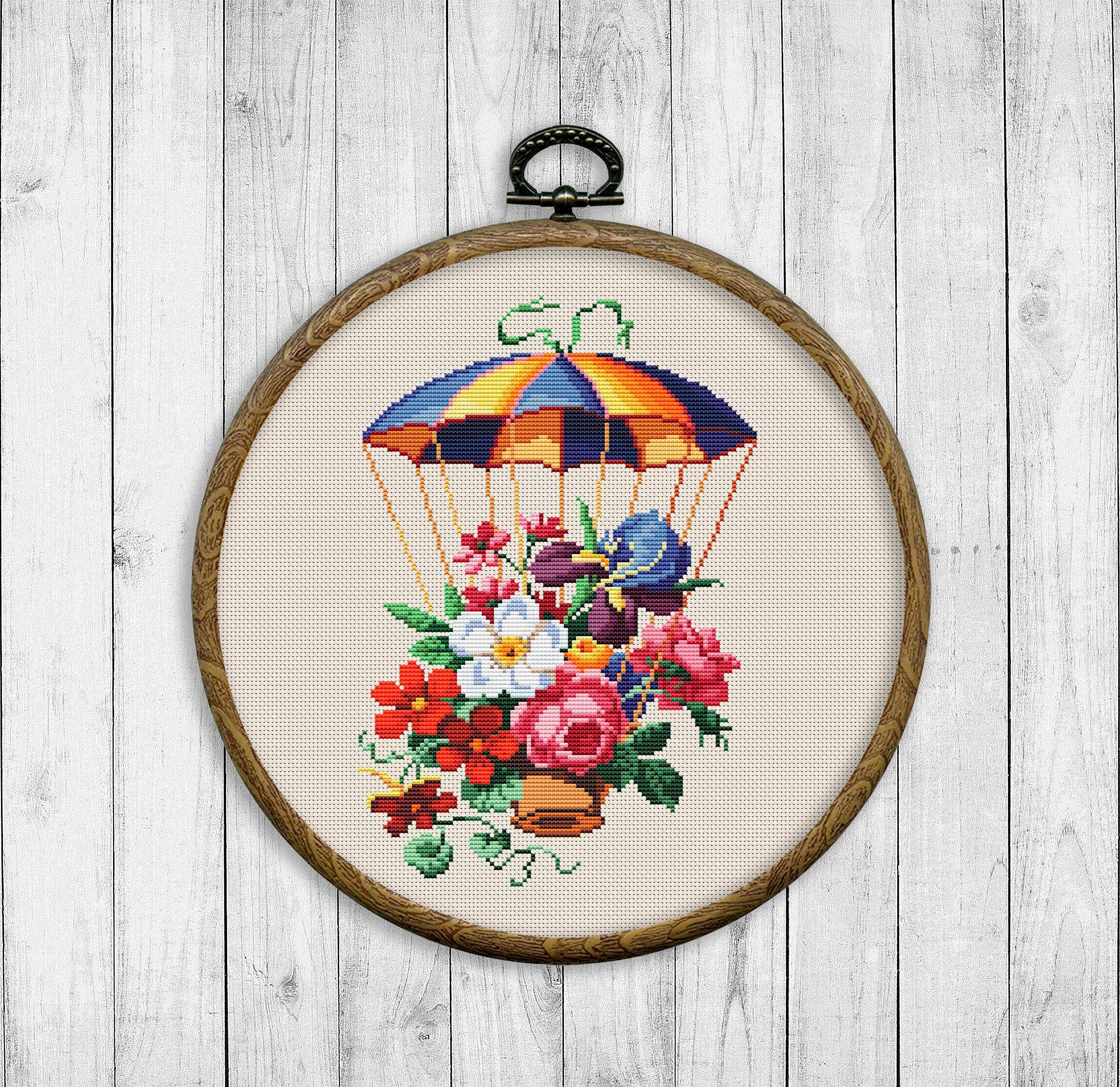 Flowers Cross Stitch Pattern, Nature Modern Cross Stitch Chart, Roses ...