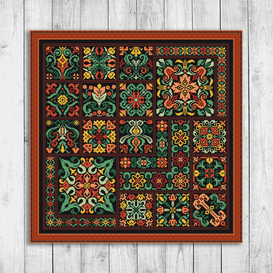 Sampler Cross Stitch Pattern, Modern Cross Stitch Pattern, Tile ...
