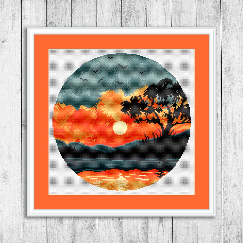 Nature Cross Stitch Pattern Sunset Cross Stitch Pattern | Etsy