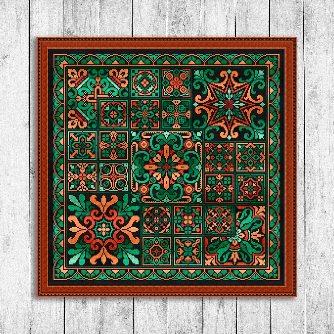 Sampler Cross Stitch Pattern, Modern Cross Stitch Pattern, Tile ...