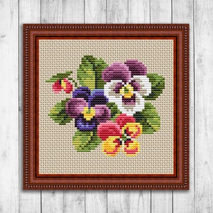 Pansies Cross Stitch Pattern, Pansy Cross Stitch Pattern, Spring ...