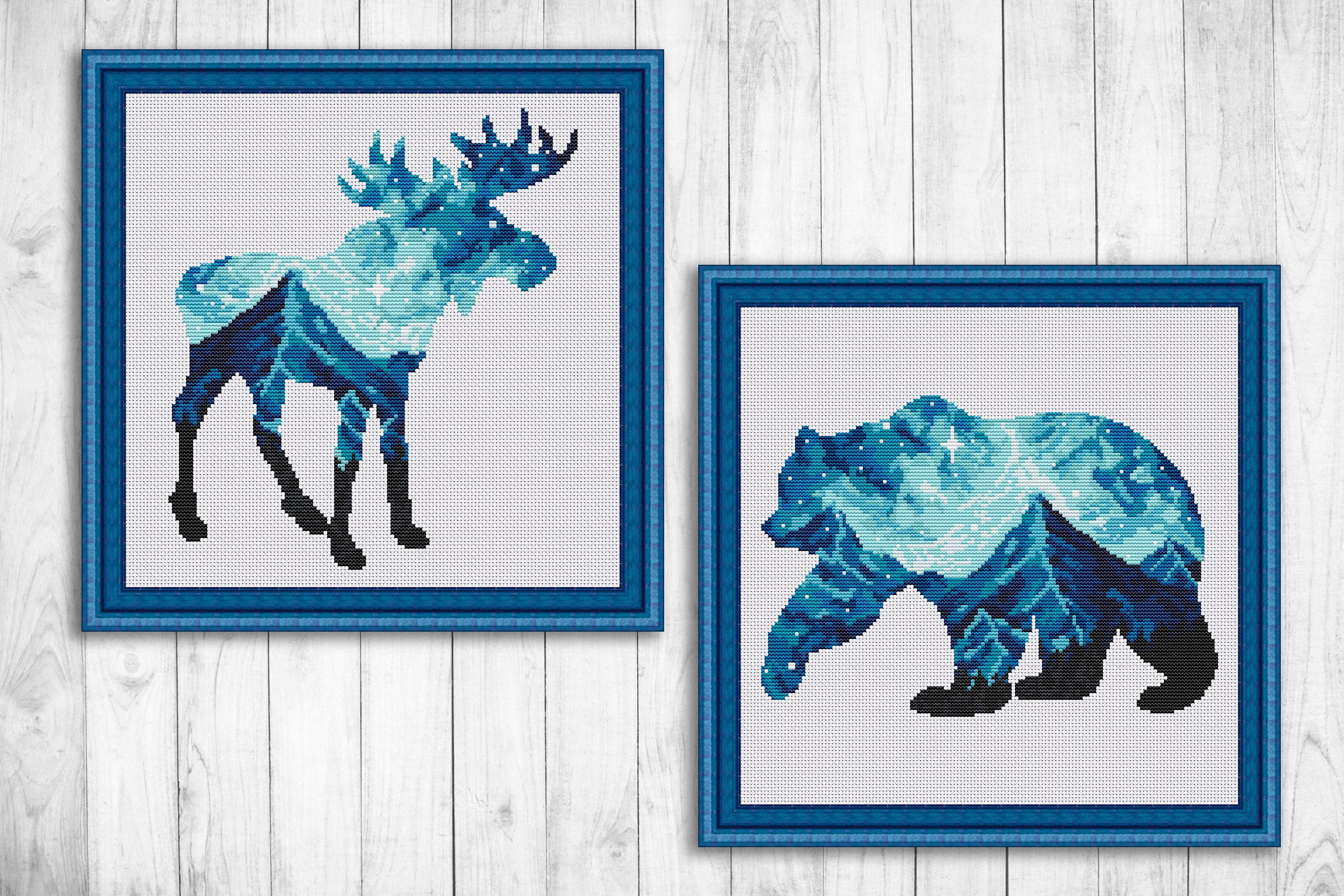 Bear Moose Cross Stitch Pattern Nature Cross Stitch Chart - Etsy