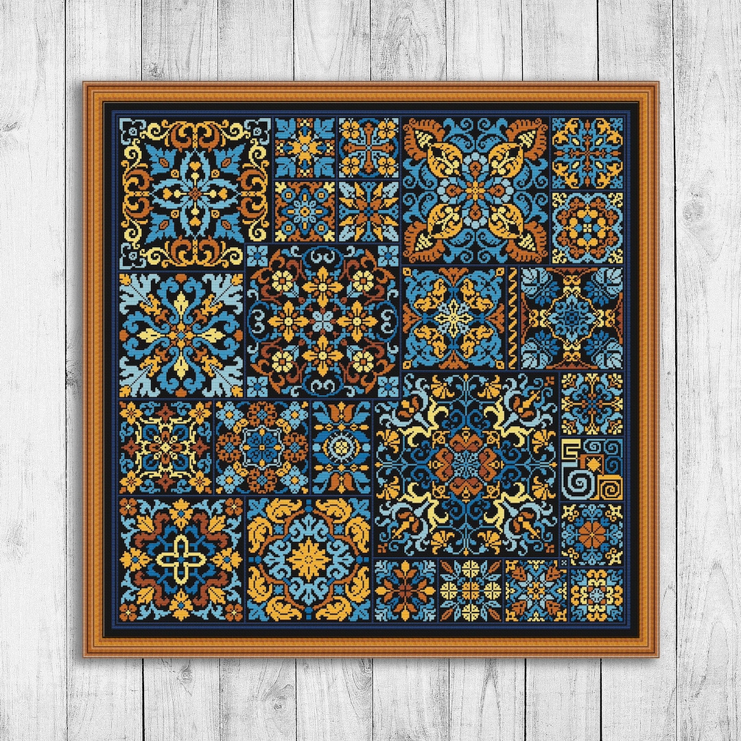 Sampler Cross Stitch Pattern, Modern Cross Stitch Pattern, Tile Cross ...