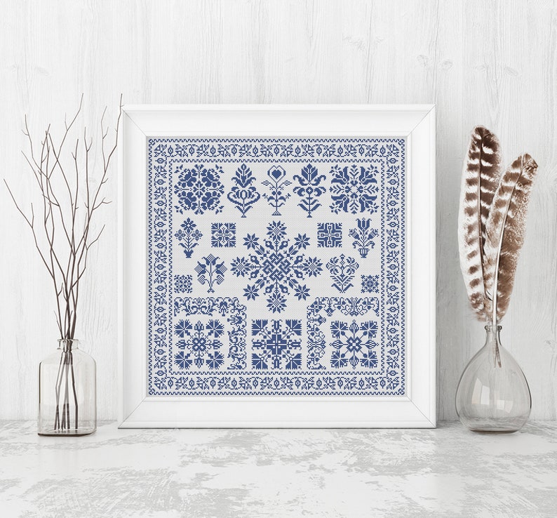 Sampler Cross Stitch Pattern Quaker Style Sampler Cross | Etsy