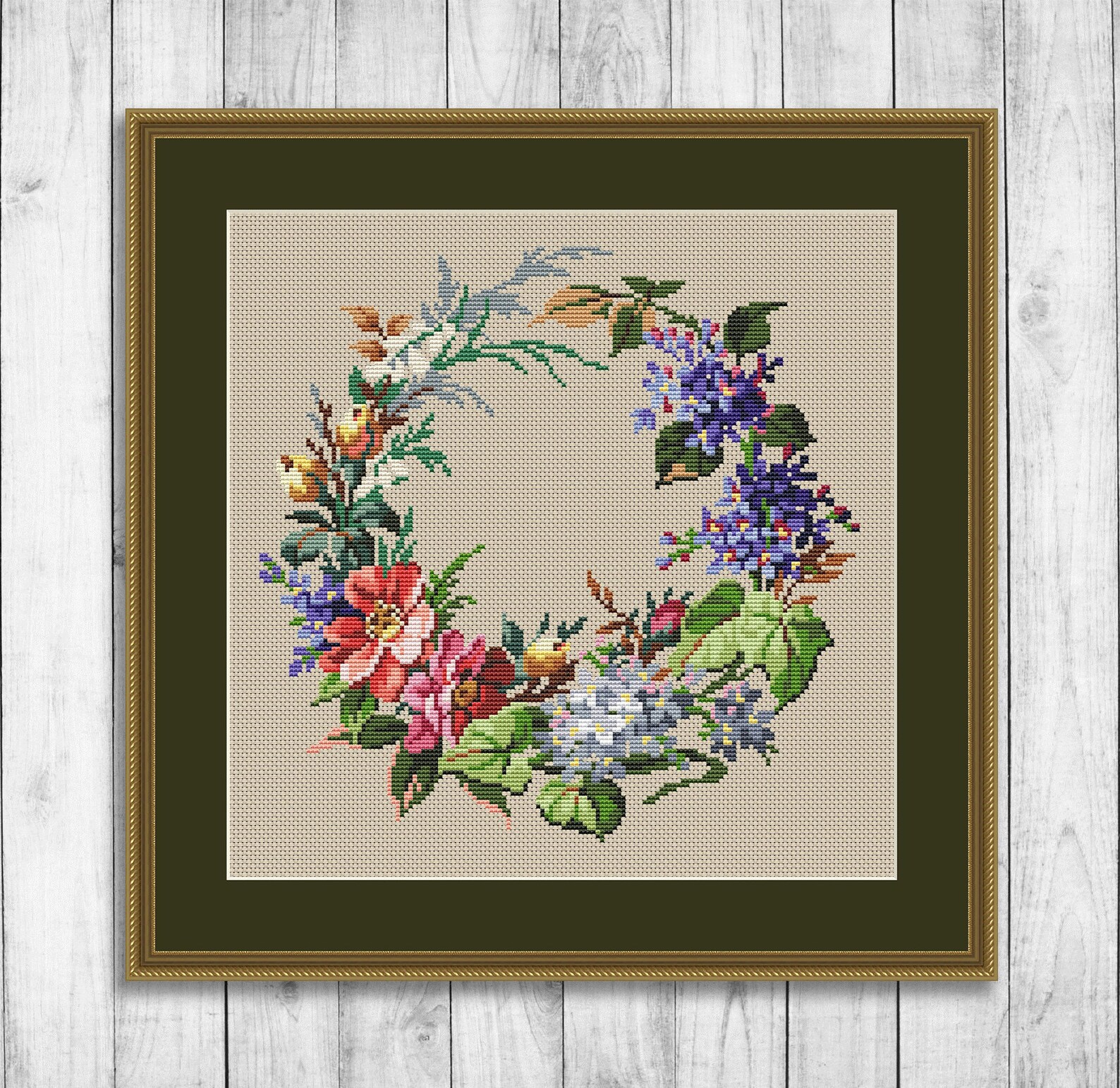 Vintage Wreath 1 Cross Stitch Pattern Antique Flowers Cross | Etsy