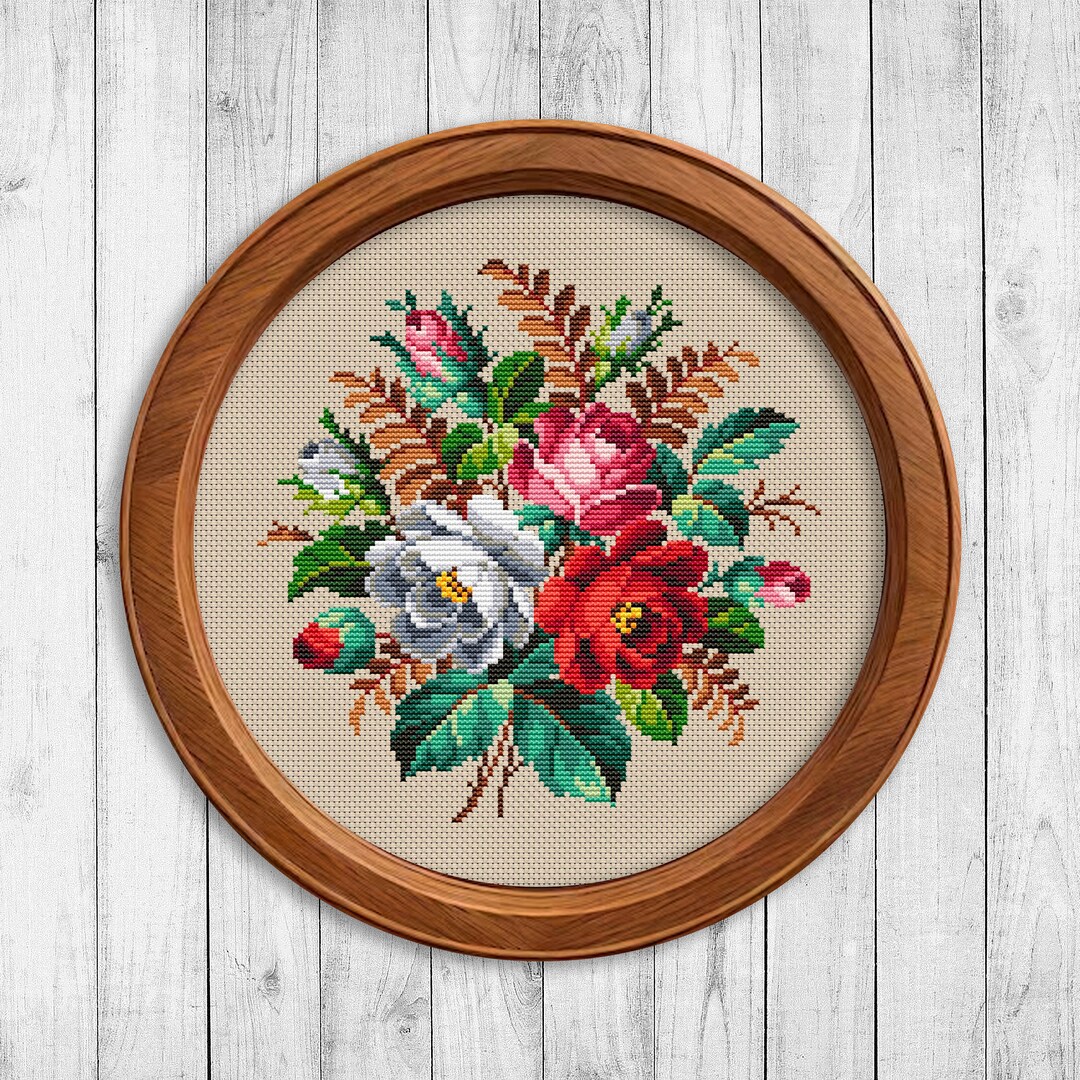 Flower Bouquet # 2 Cross Stitch Pattern PDF, Nature Cross Stitch ...