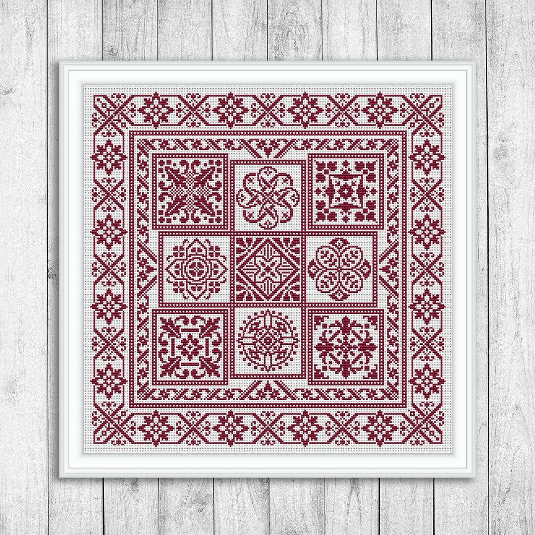 Sampler Cross Stitch Pattern, Carpet Counted Cross Stitch Chart ...
