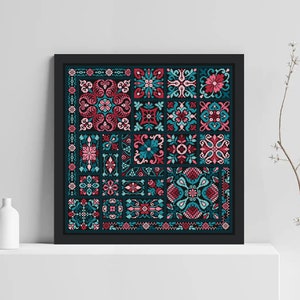 Sampler Cross Stitch Pattern, Modern Cross Stitch Pattern, Tile ...
