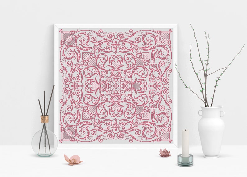 Modern Cross Stitch Pattern, Sampler Cross Stitch Pattern, Leaves Cross ...