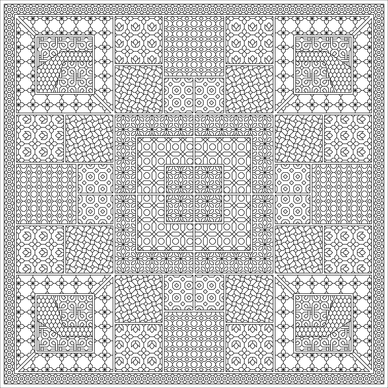 Blackwork Cross Stitch Pattern, Modern Cross Stitch Pattern, Sampler ...