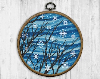 Winter Landscape Cross Stitch Pattern Nature Counted Cross | Etsy