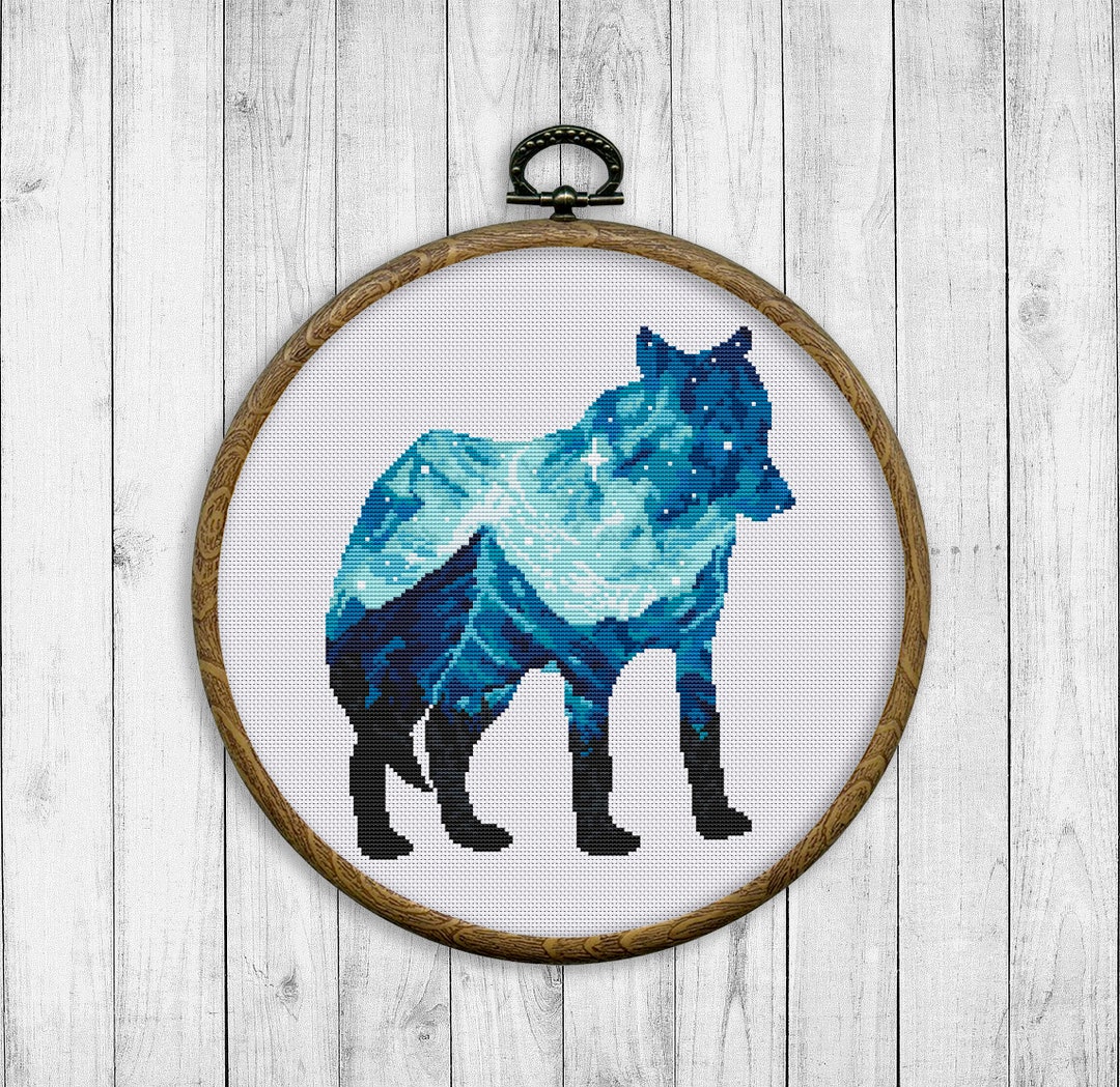 Wolf Cross Stitch Pattern, Nature Cross Stitch Chart, Landscape, Animal ...