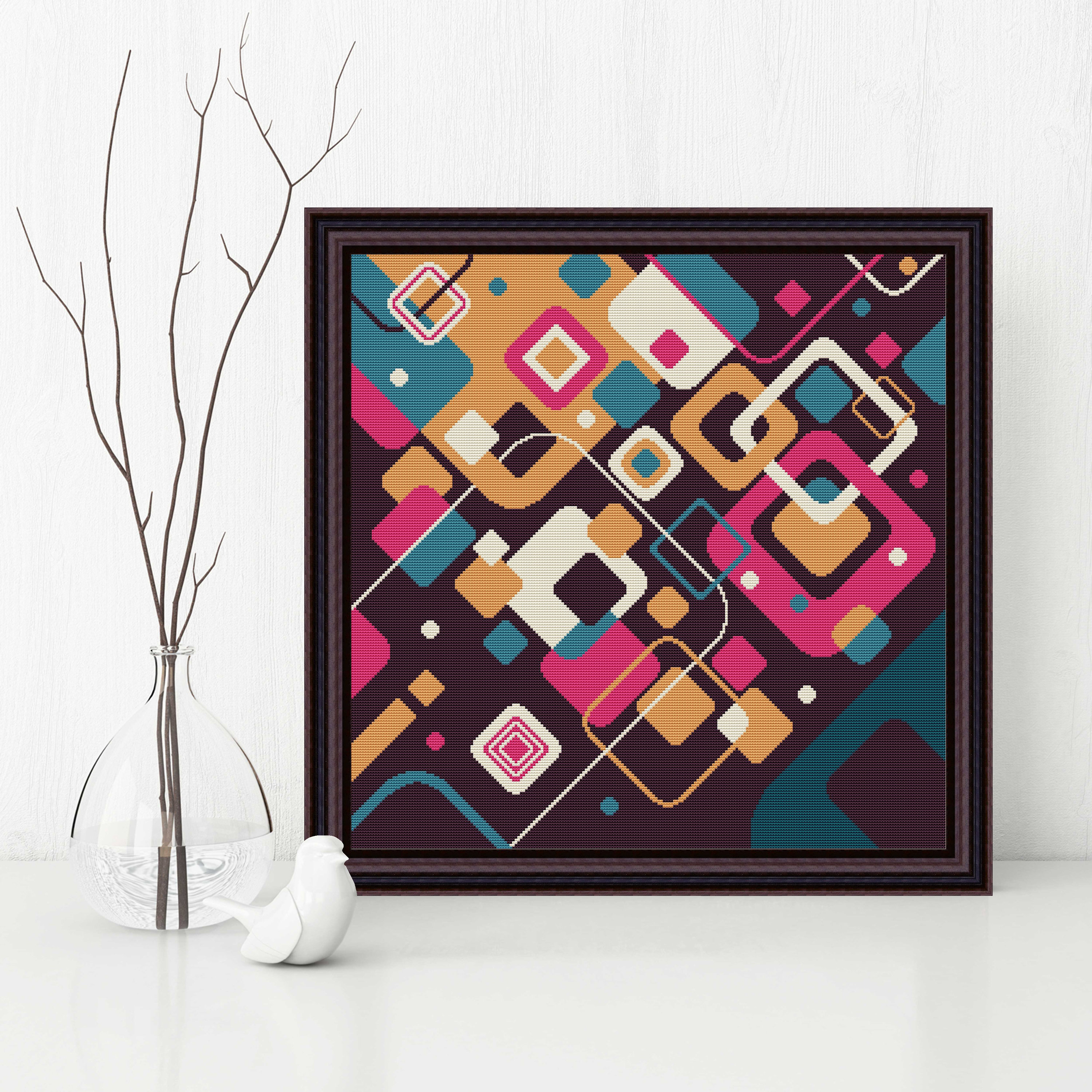Cross Stitch Pattern Abstract, Modern Cross Stitch Pattern, Art Deco ...