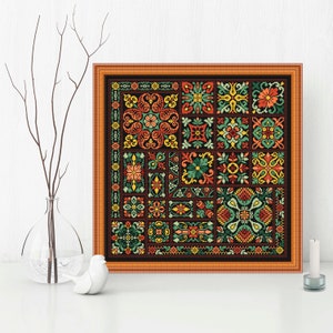 Sampler Cross Stitch Pattern, Modern Cross Stitch Pattern, Tile ...