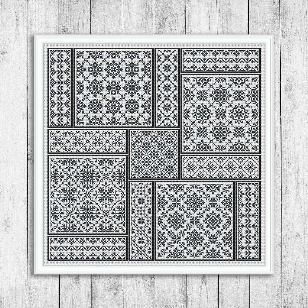 Cross Stitch Pattern Sampler, Square Tile Cross Stitch Pattern ...
