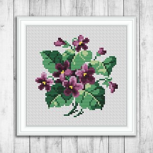 Vintage Violets # 2 Cross Stitch Pattern, Spring Flowers Cross Stitch ...
