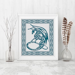 Dragon Cross Stitch Pattern, Sampler Cross Stitch Chart, Fantasy Celtic ...