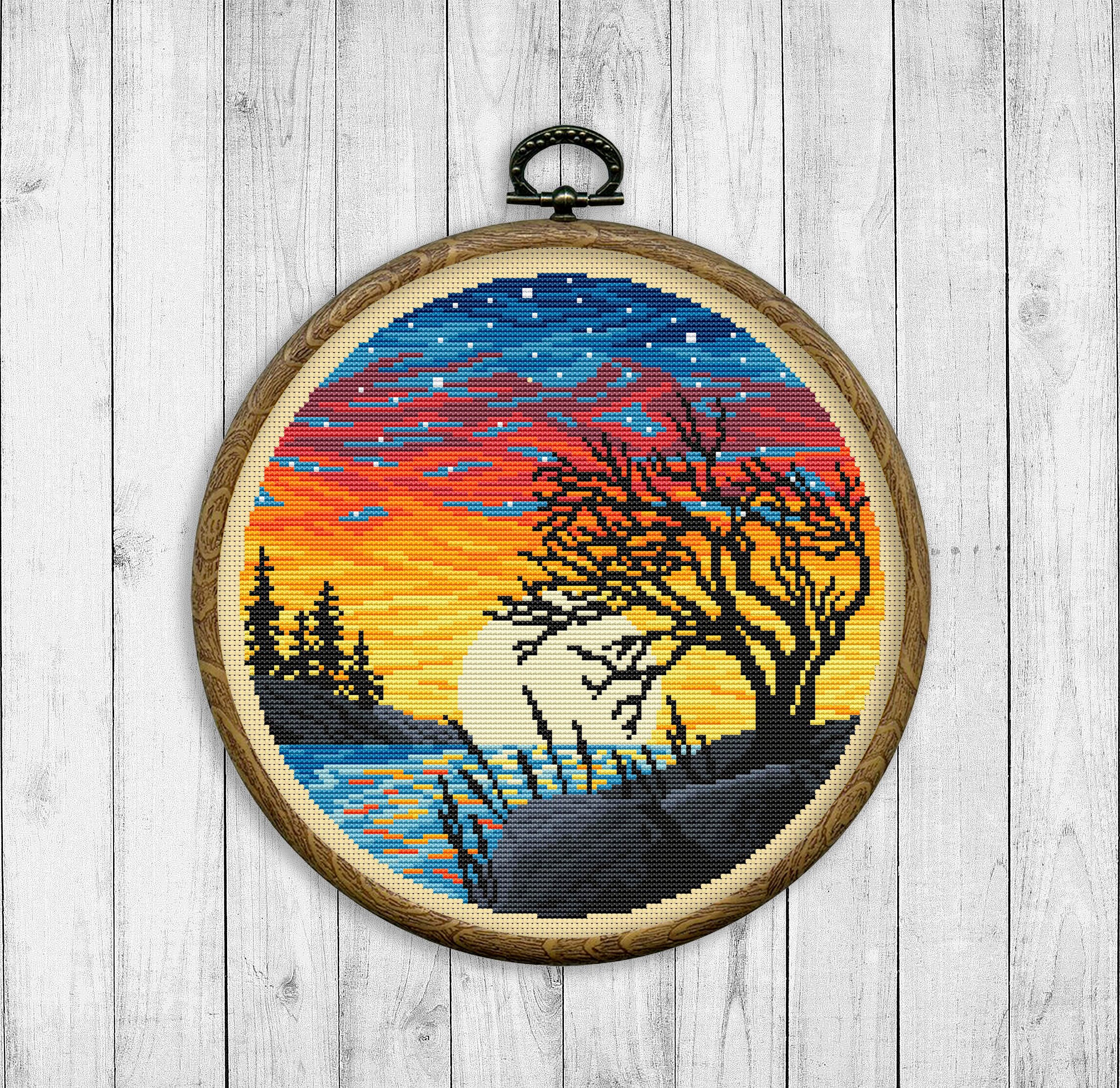 Sunset Cross Stitch Pattern Nature Counted Cross Stitch | Etsy