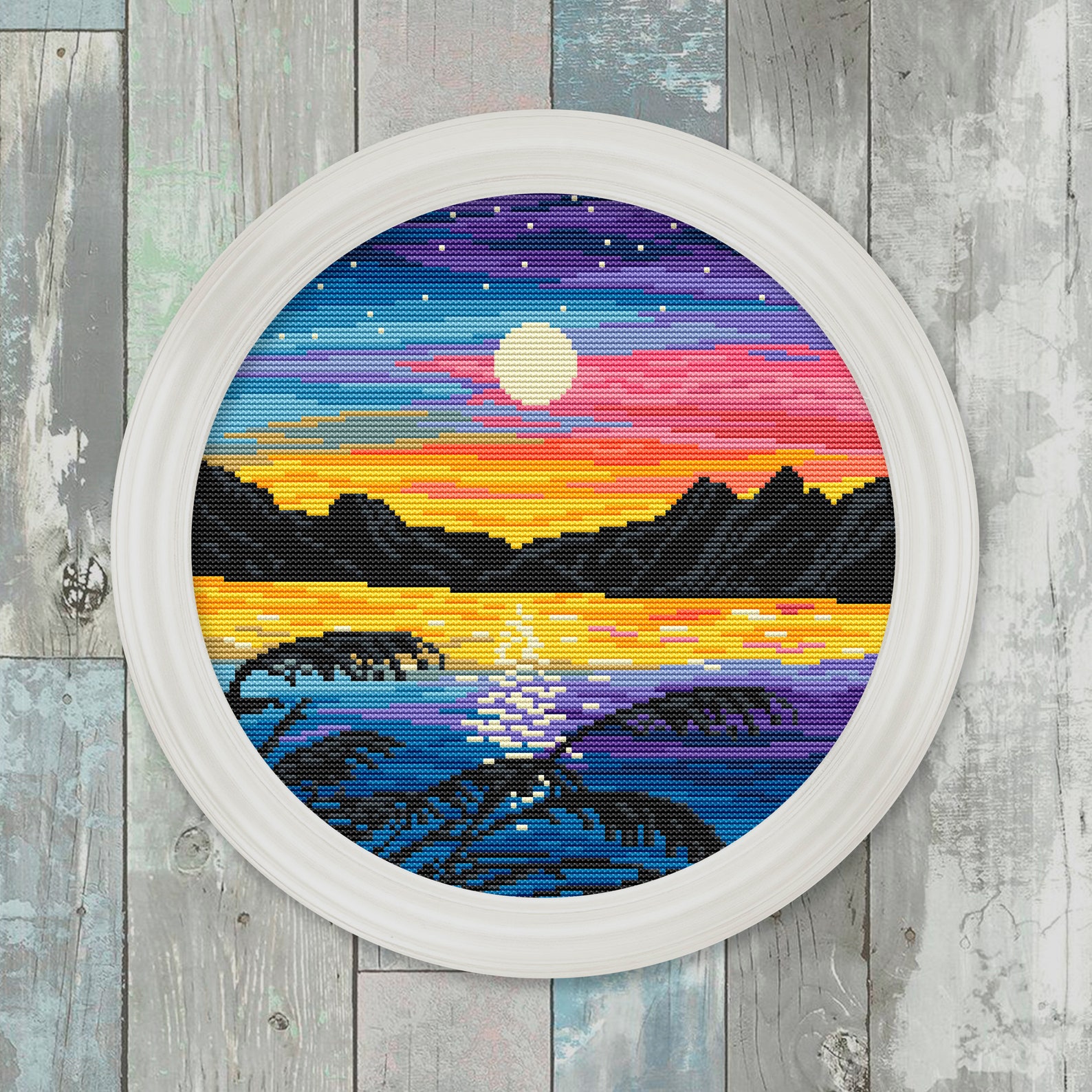 Nature Cross Stitch Pattern Sunset Cross Stitch Chart | Etsy