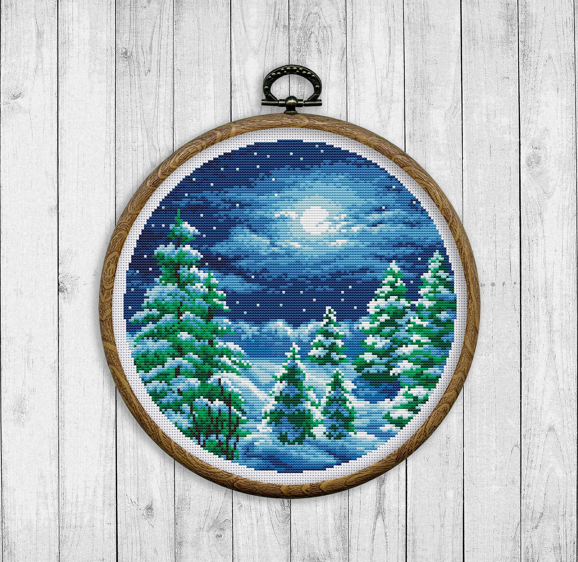 Winter Landscape Cross Stitch Pattern Nature Counted Cross | Etsy