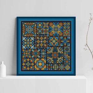 Sampler Cross Stitch Pattern, Modern Cross Stitch Pattern, Tile Cross ...