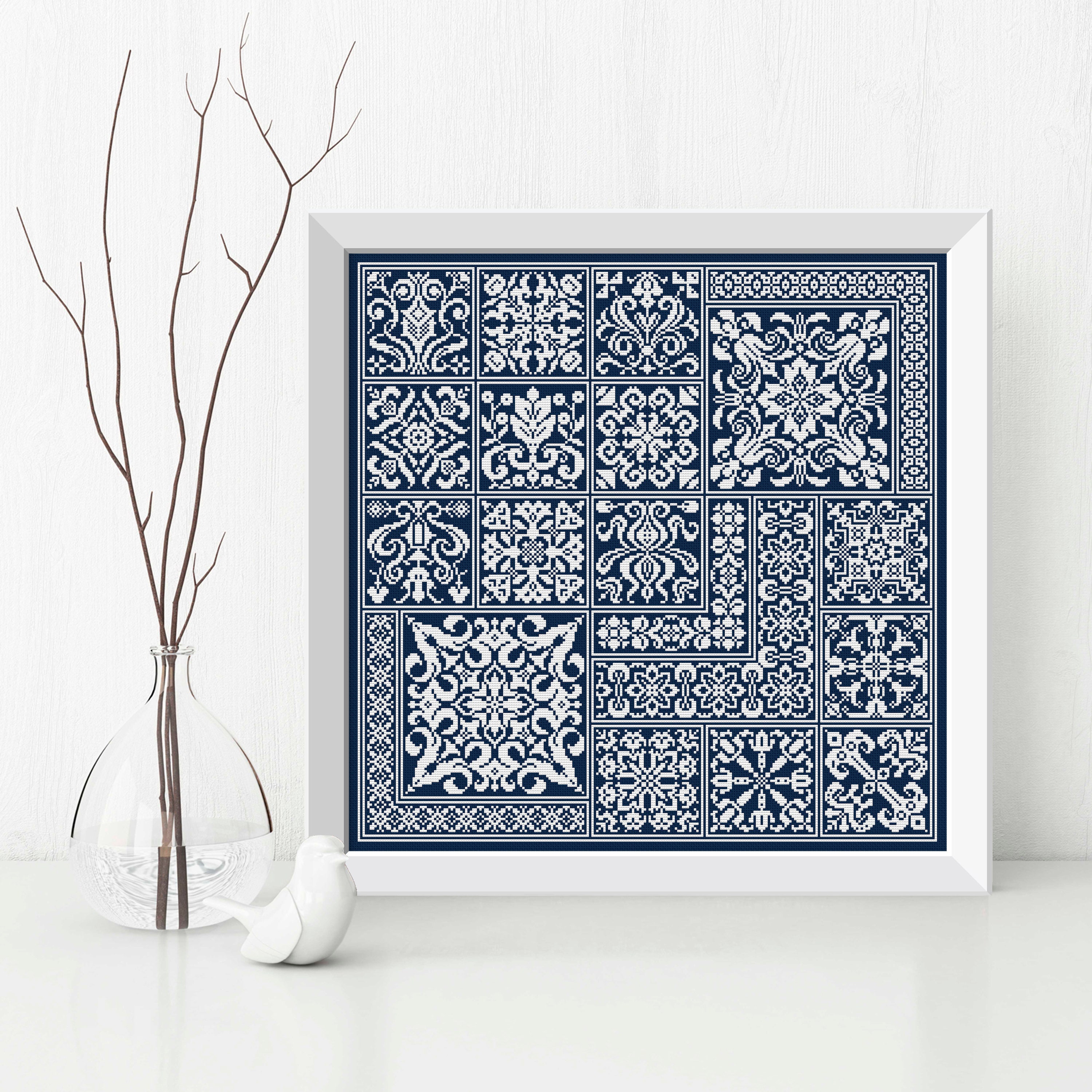 Cross Stitch Pattern Sampler, Modern Cross Stitch Pattern, Tile Modern ...