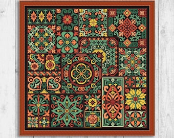 Sampler Cross Stitch Pattern, Modern Cross Stitch Pattern, Autumn Cross ...