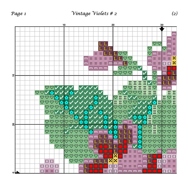Vintage Violets # 2 Cross Stitch Pattern, Spring Flowers Cross Stitch ...