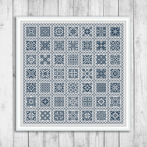 Sampler Cross Stitch Pattern Flower Cross Stitch Chart Tile - Etsy ...