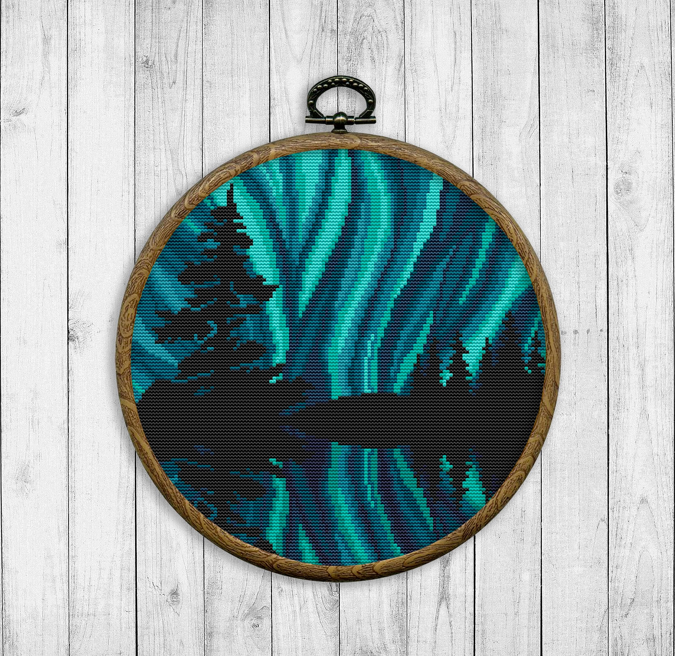 Northern Lights Cross Stitch Pattern, Nature Counted Cross Stitch Chart ...