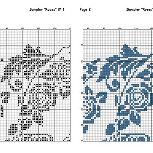 Rose Modern Cross Stitch Pattern, Sampler Cross Stitch Pattern, Flowers ...