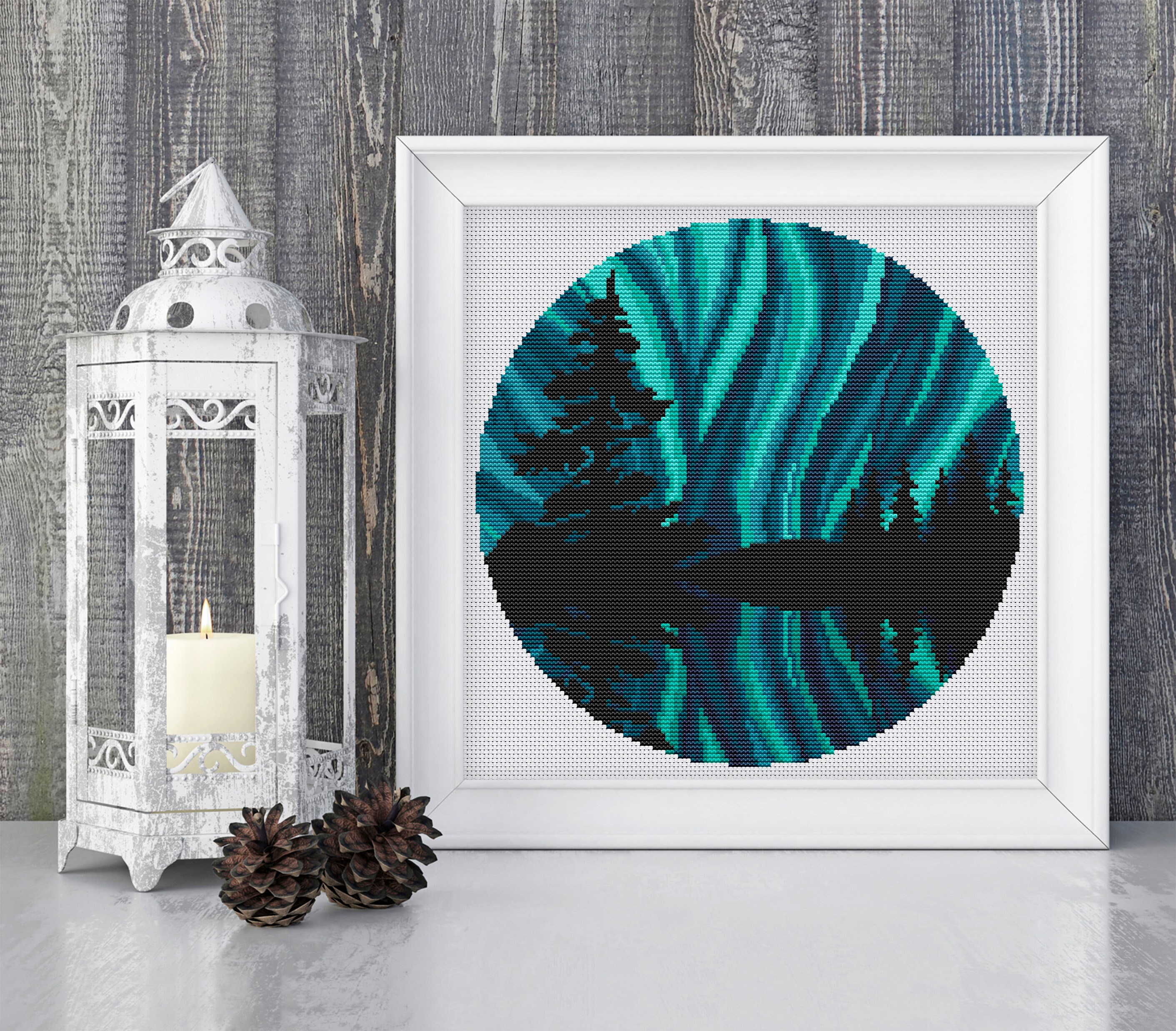 Northern Lights Cross Stitch Pattern, Nature Counted Cross Stitch Chart ...