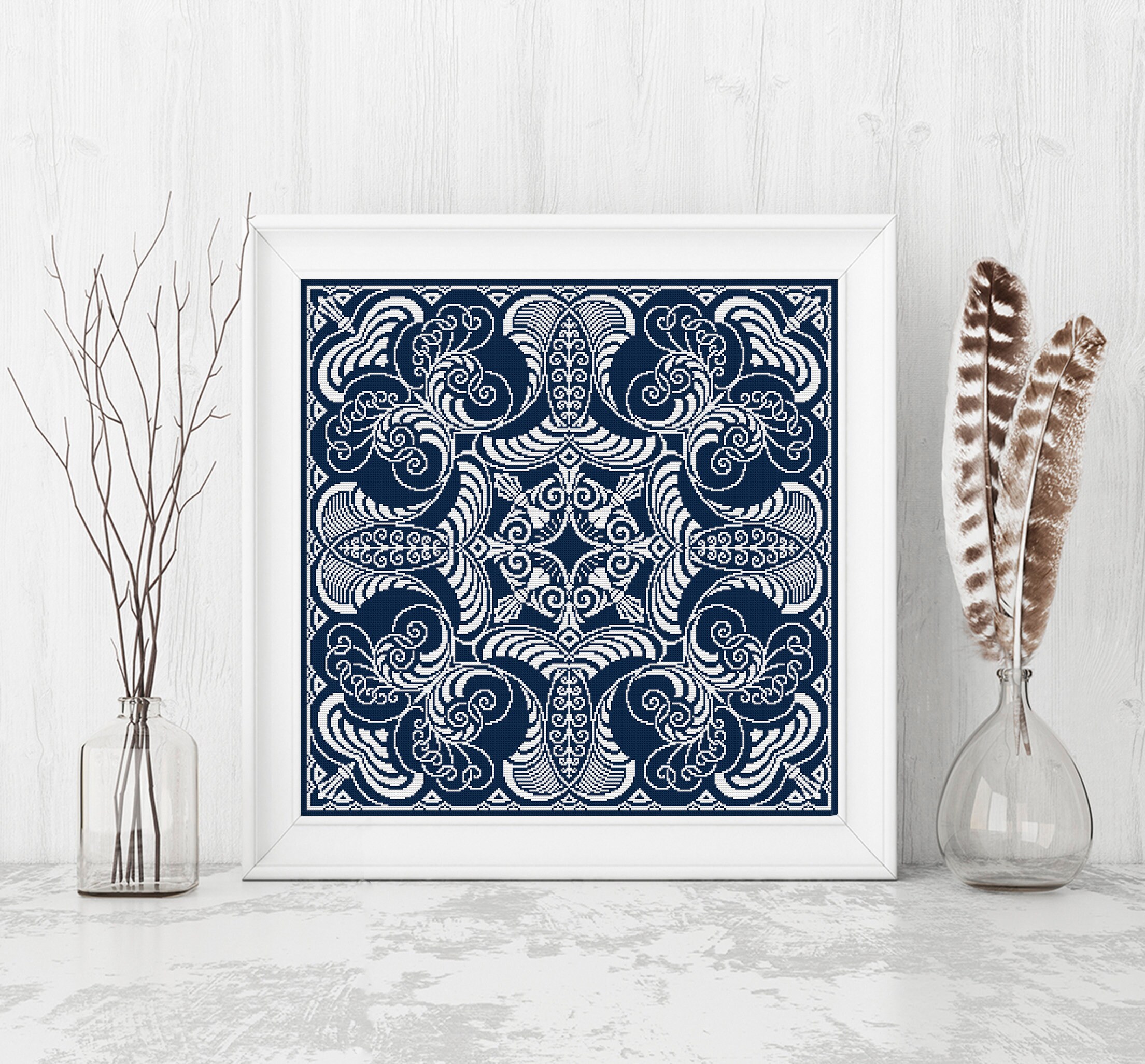 Sampler Cross Stitch Pattern, Modern Cross Stitch Pattern, Monochrome ...