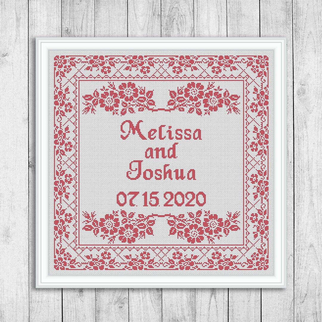 Sampler Cross Stitch Pattern, Wedding Cross Stitch Pattern, Flowers ...