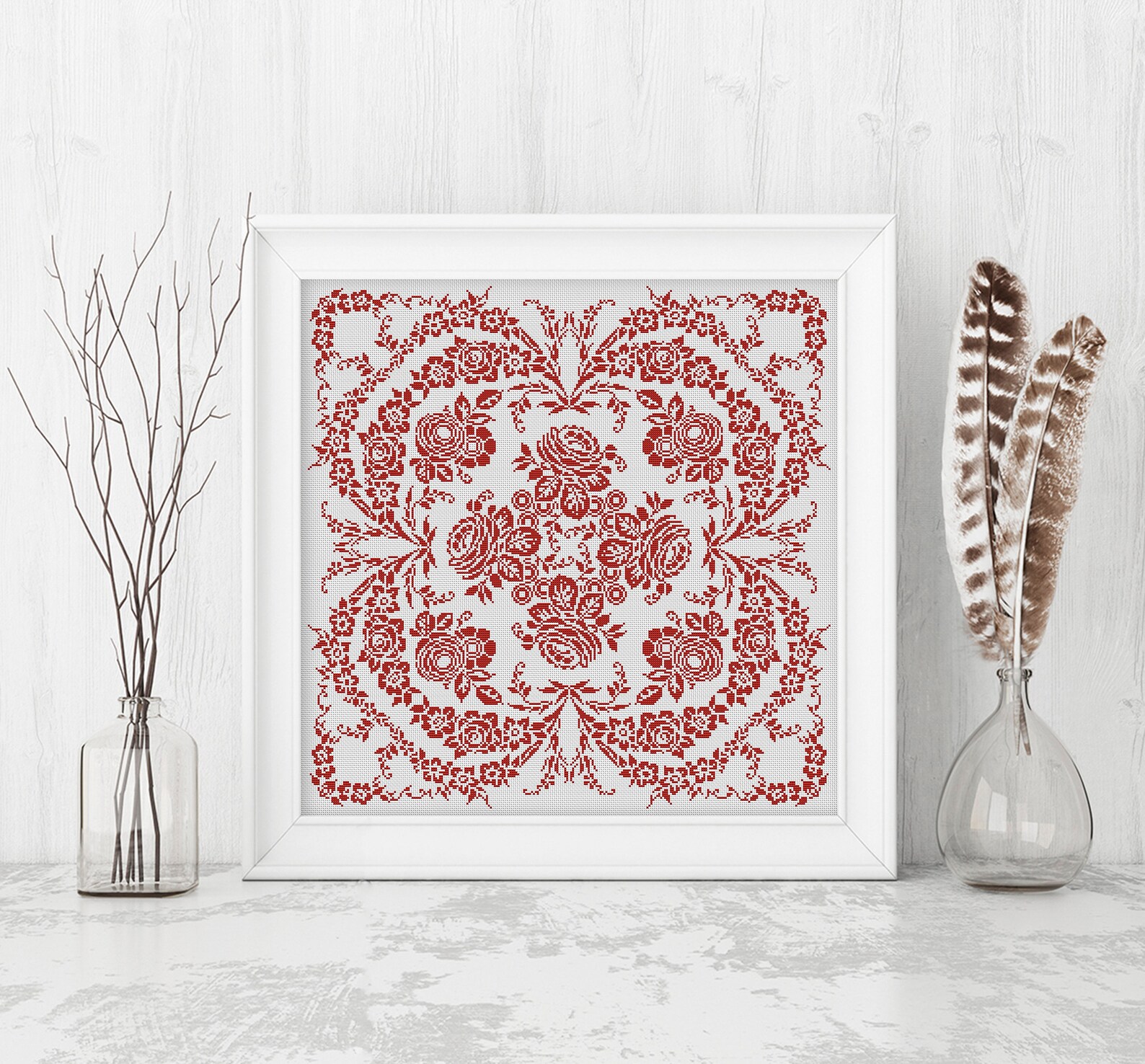 Rose Cross Stitch Pattern, Sampler Cross Stitch Pattern, Flowers Modern ...
