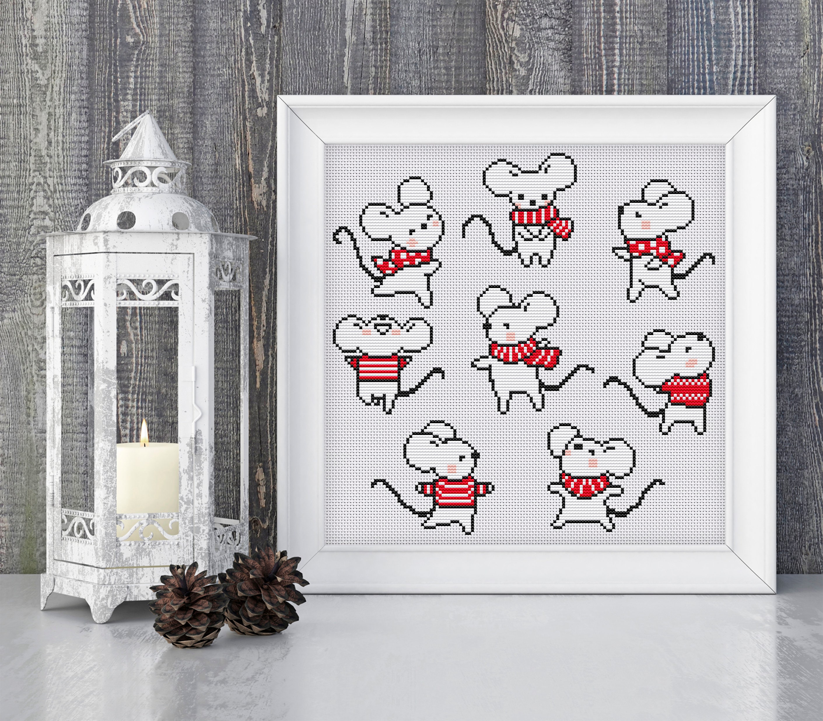 Animals Cross Stitch Pattern, Funny Mice Counted Cross Stitch Chart ...