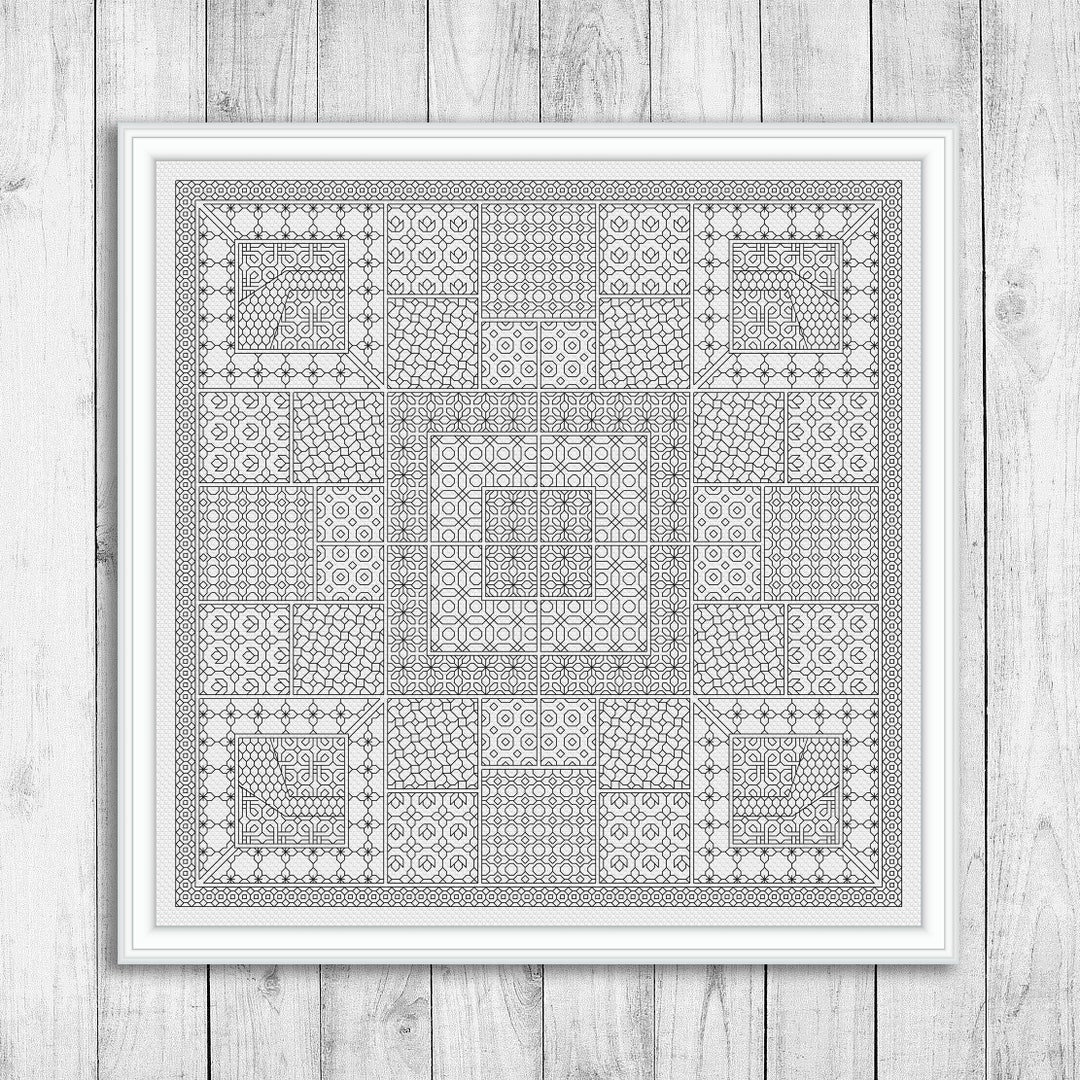 Blackwork Cross Stitch Pattern, Modern Cross Stitch Pattern, Sampler ...