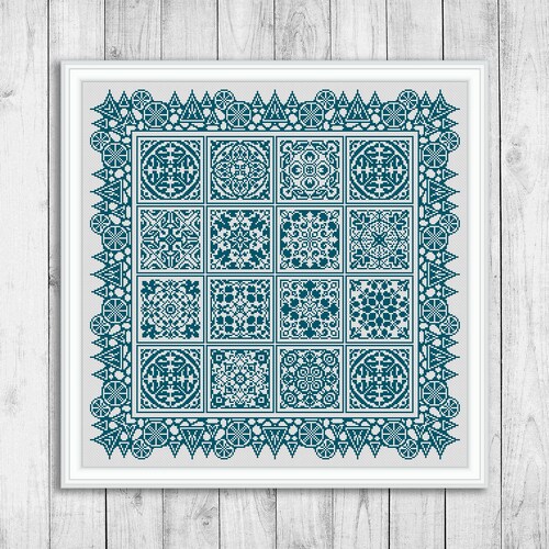 Square Cross Stitch Pattern. Patchwork Embroidery. Sampler - Etsy