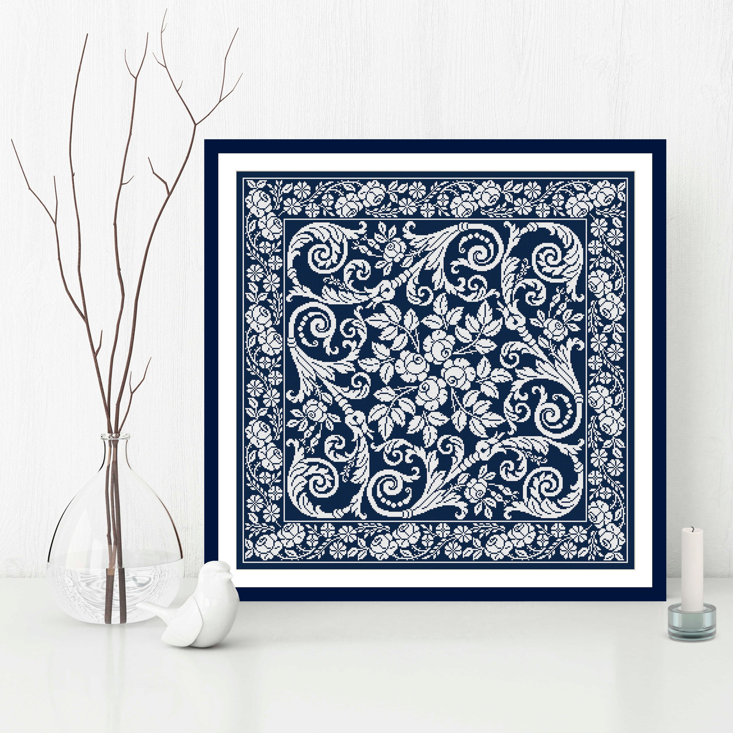 Sampler Cross Stitch Pattern, Modern Cross Stitch Pattern, Rose Cross ...