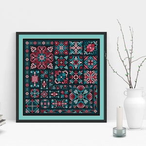 Sampler Cross Stitch Pattern, Modern Cross Stitch Pattern, Tile ...