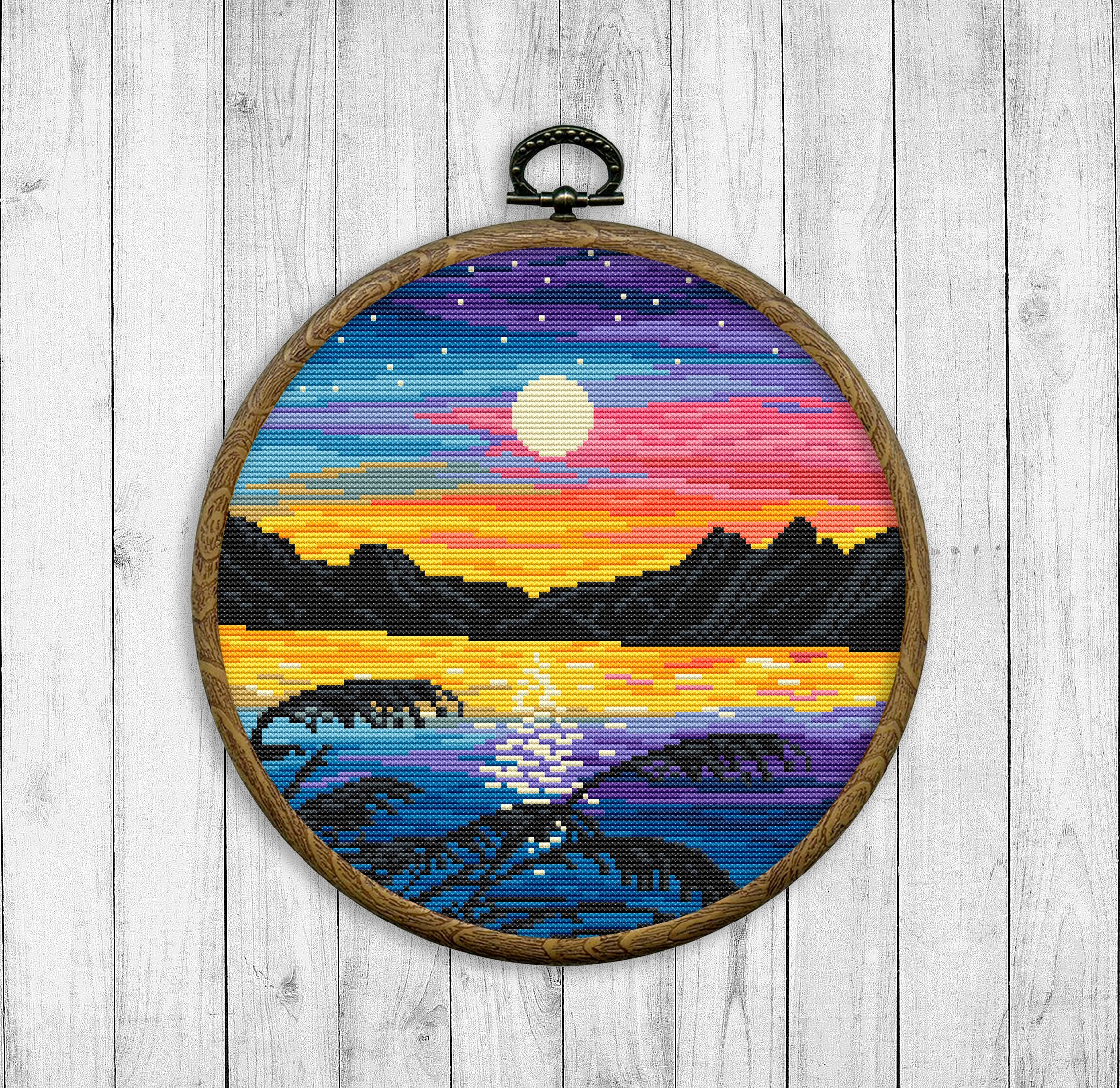Nature Cross Stitch Pattern Sunset Cross Stitch Chart | Etsy
