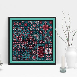 Sampler Cross Stitch Pattern, Modern Cross Stitch Pattern, Tile ...