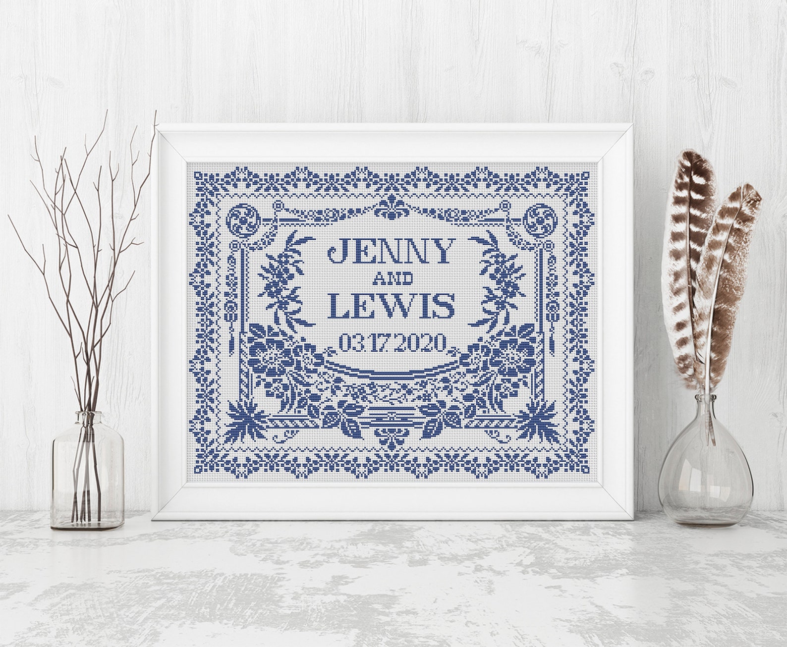 Sampler Cross Stitch Pattern Wedding Cross Stitch Pattern | Etsy