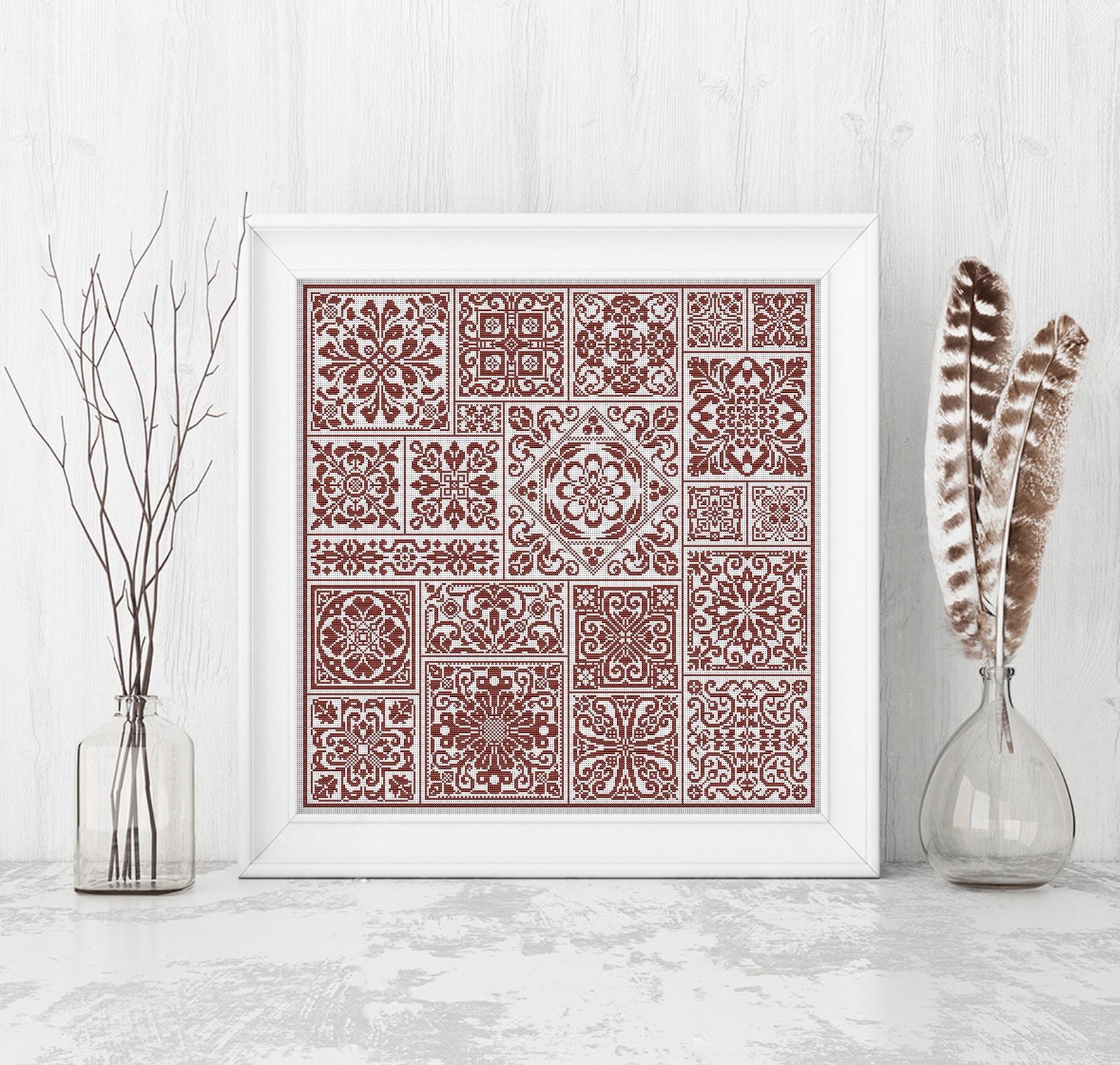 Modern Cross Stitch Pattern, Sampler Cross Stitch Pattern, Tile ...