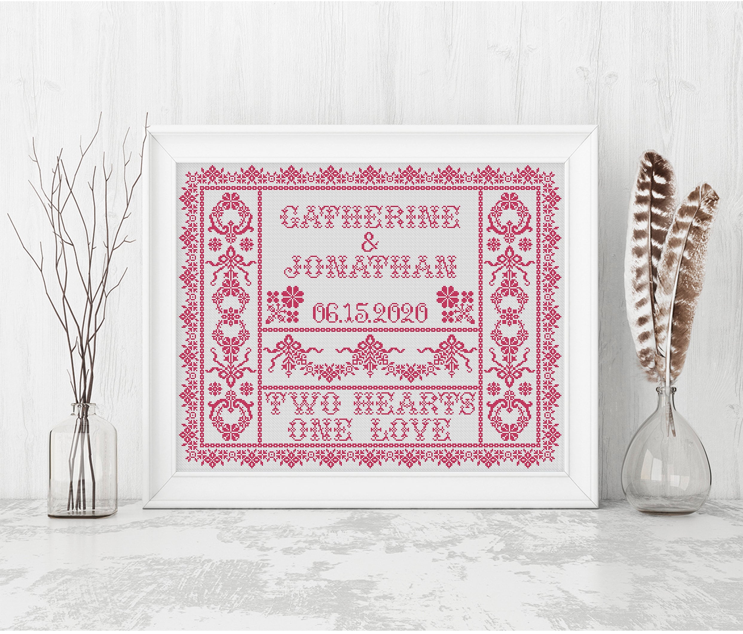 Sampler Cross Stitch Pattern Wedding Modern Cross Stitch | Etsy