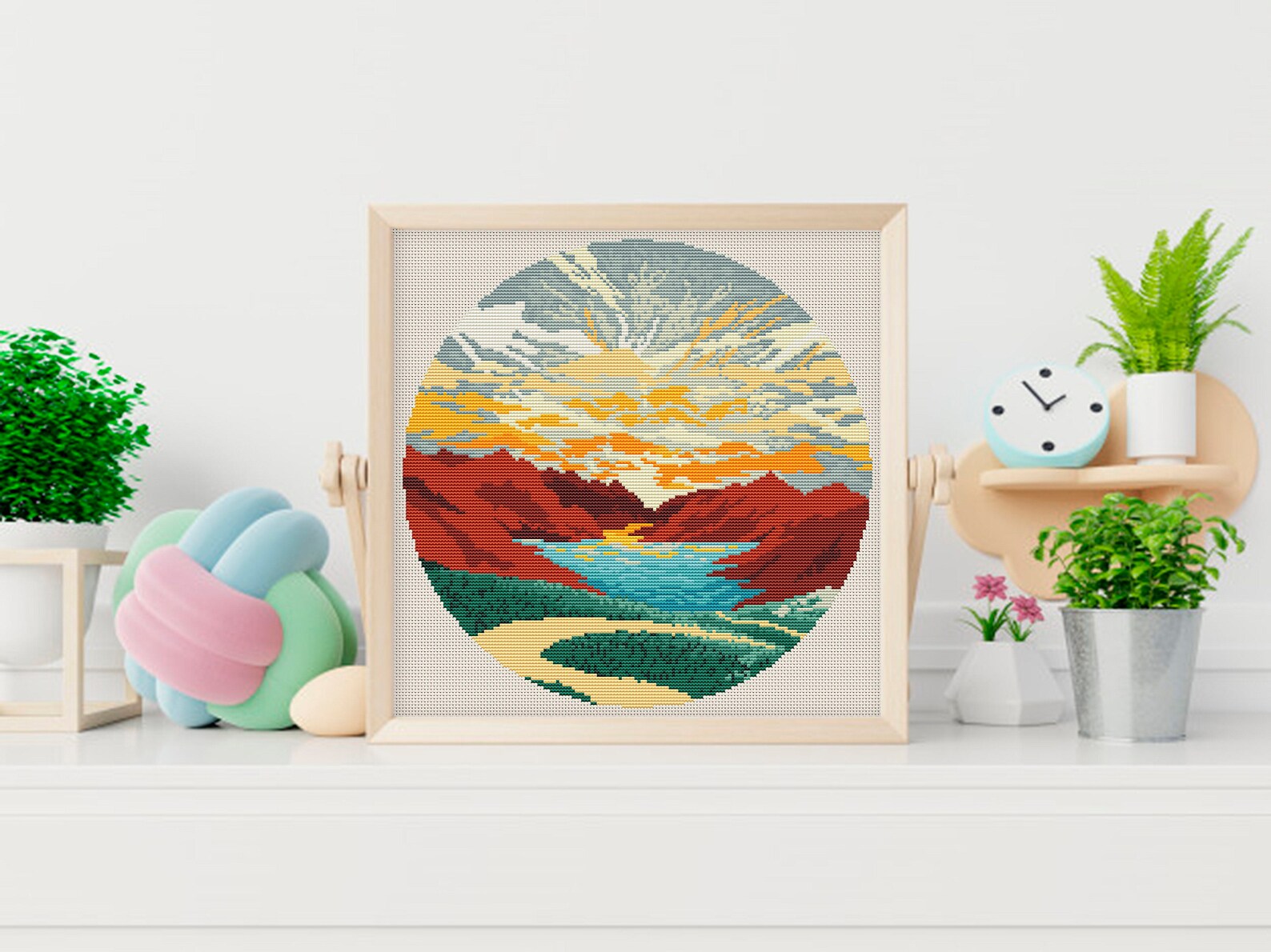 Landscape Modern Cross Stitch Pattern Sunrise Cross Stitch - Etsy