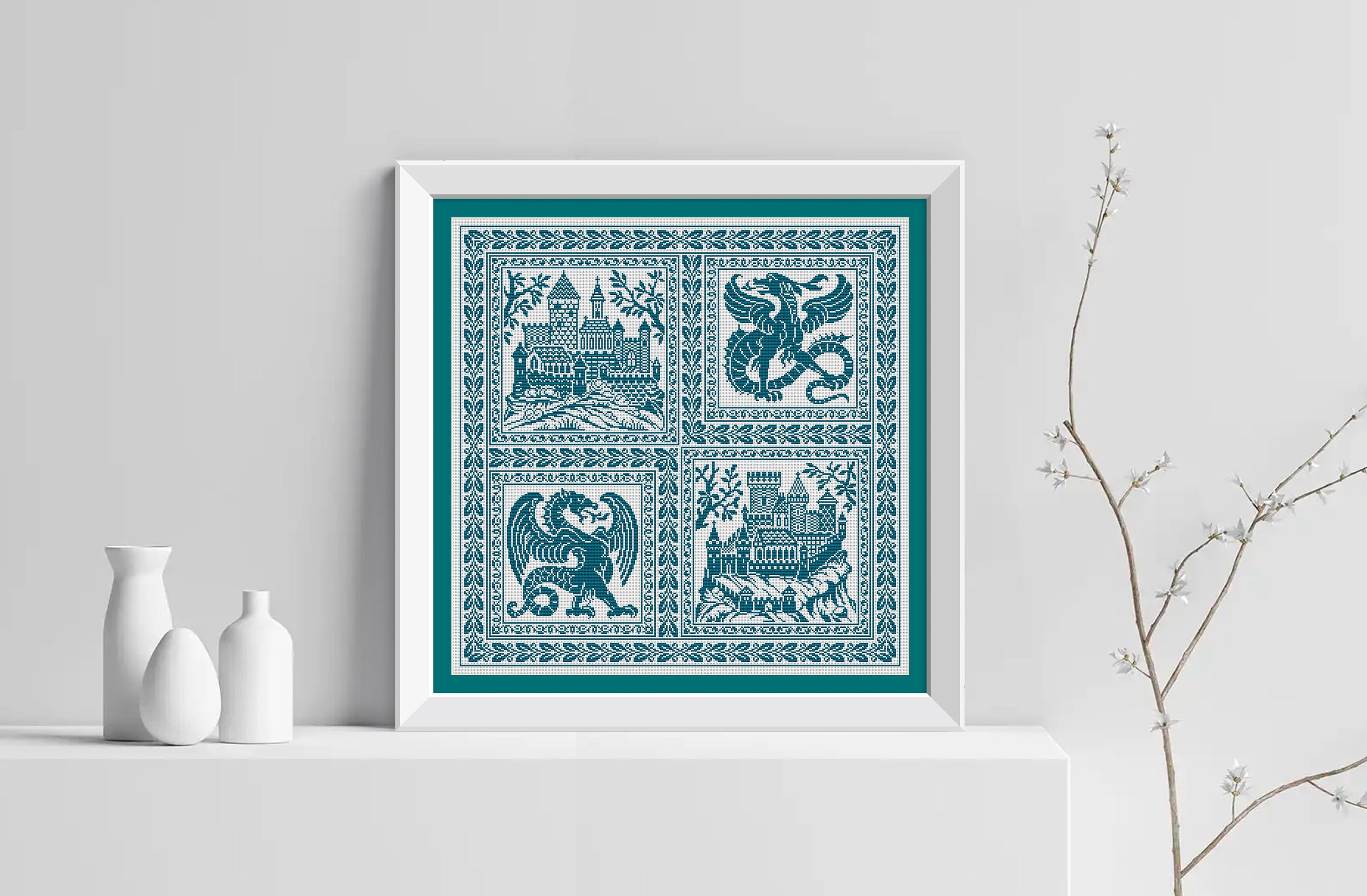 Cross Stitch Pattern Sampler Dragon Cross Stitch Pattern - Etsy UK